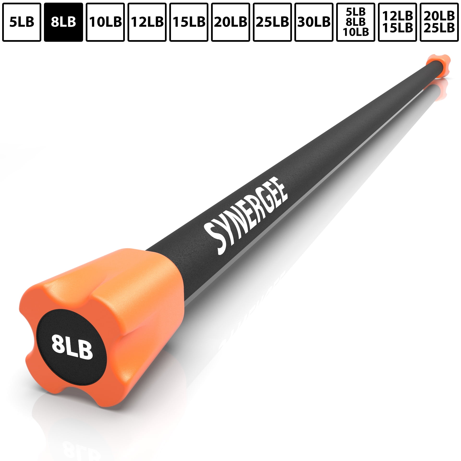 Synergee Workout Bar - 8lb - Padded Weighted Bars – Body Bar Toning ...