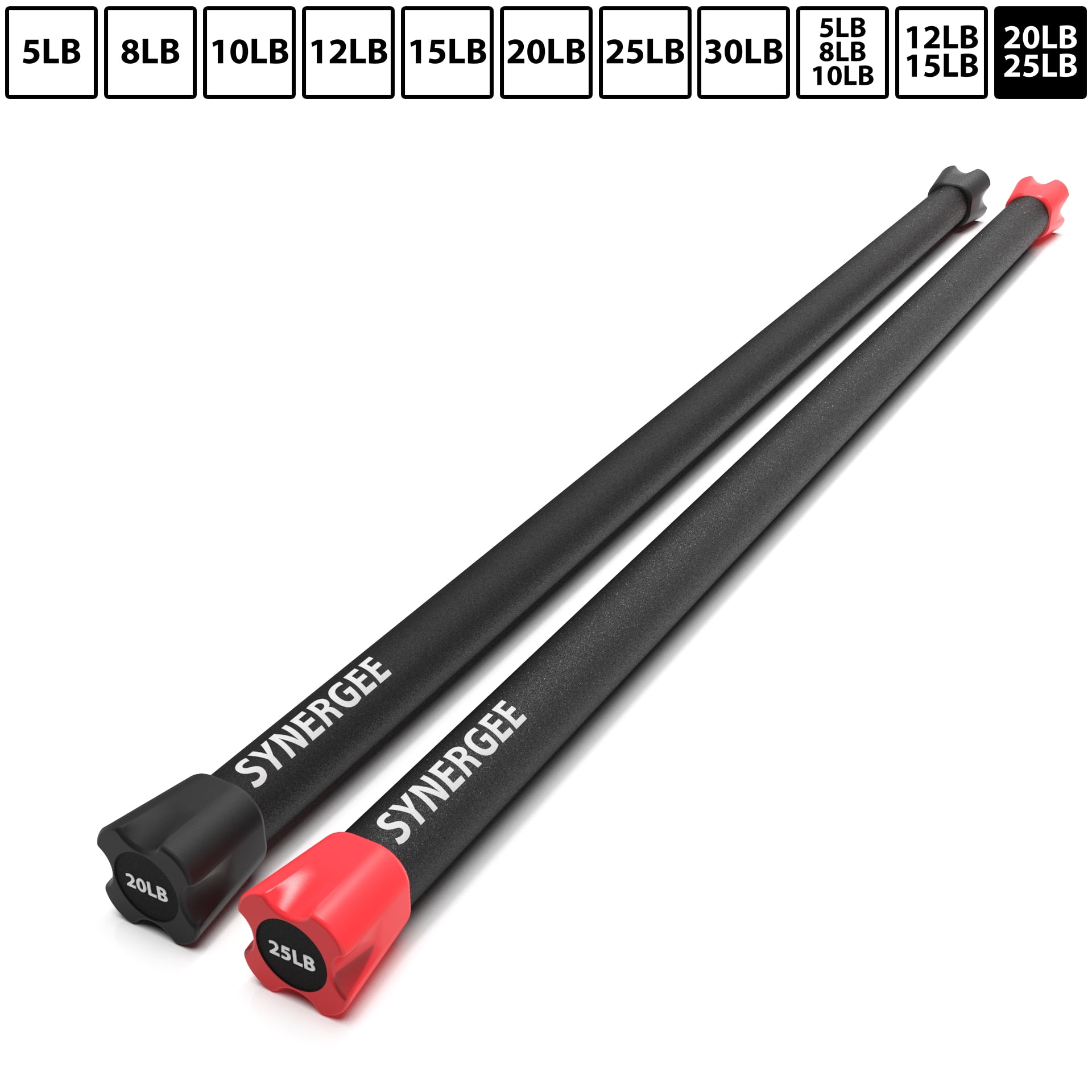 Synergee Workout Bar Combo Set - Multiple Weights Padded Weighted Bars ...