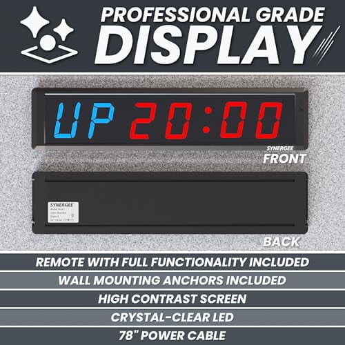 Synergee Workout Interval Timer. Programmable Interval Wall Mounted and Magnetic Timers. Gym ...