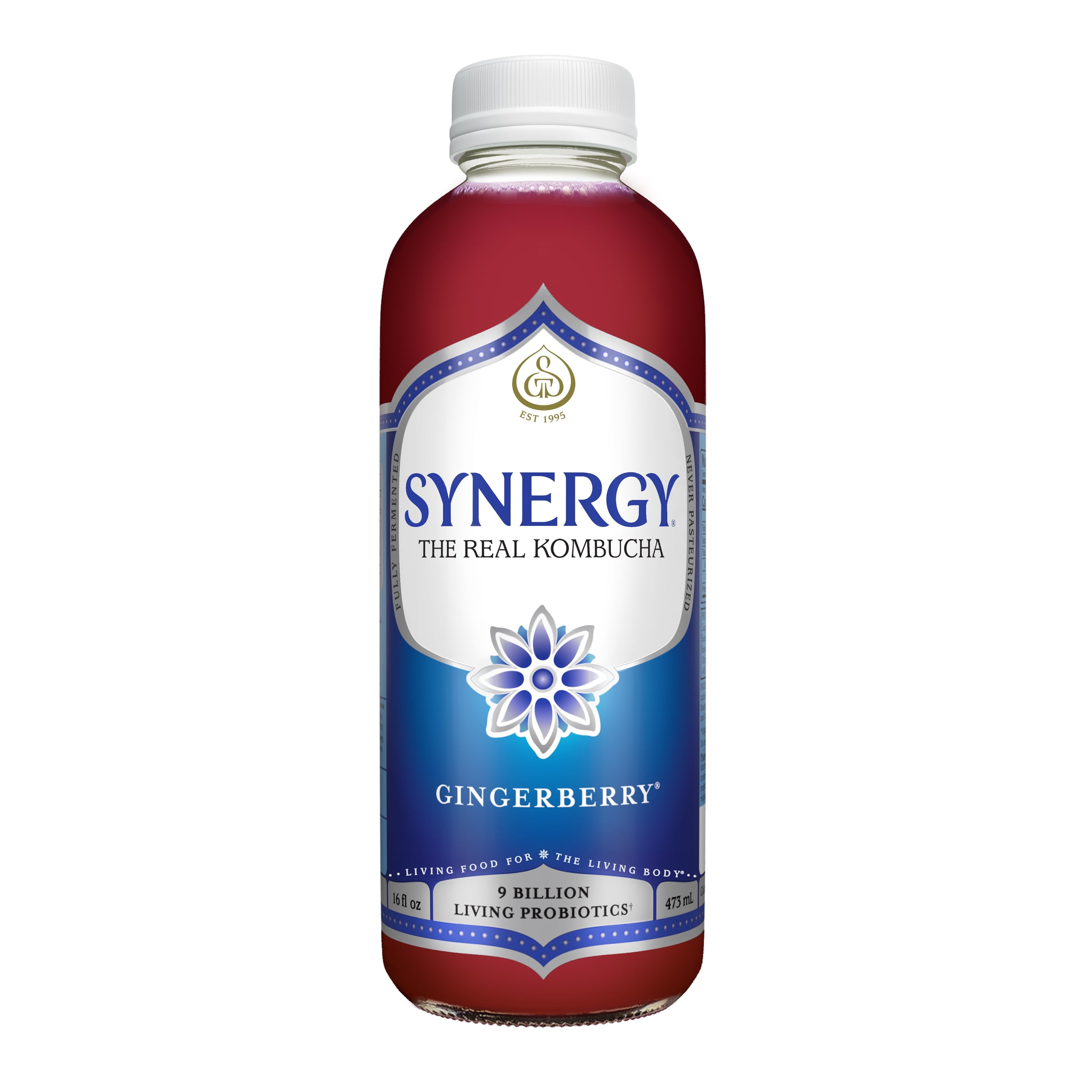 GT.S Synergy Real Kombucha, Gingerberry, 16 fl oz, Fermented Probiotics ...