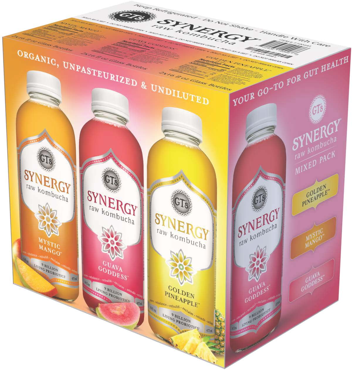GT's Synergy Organic Raw Kombucha, Gluten-Free, Mango Flavor, Tropical ...