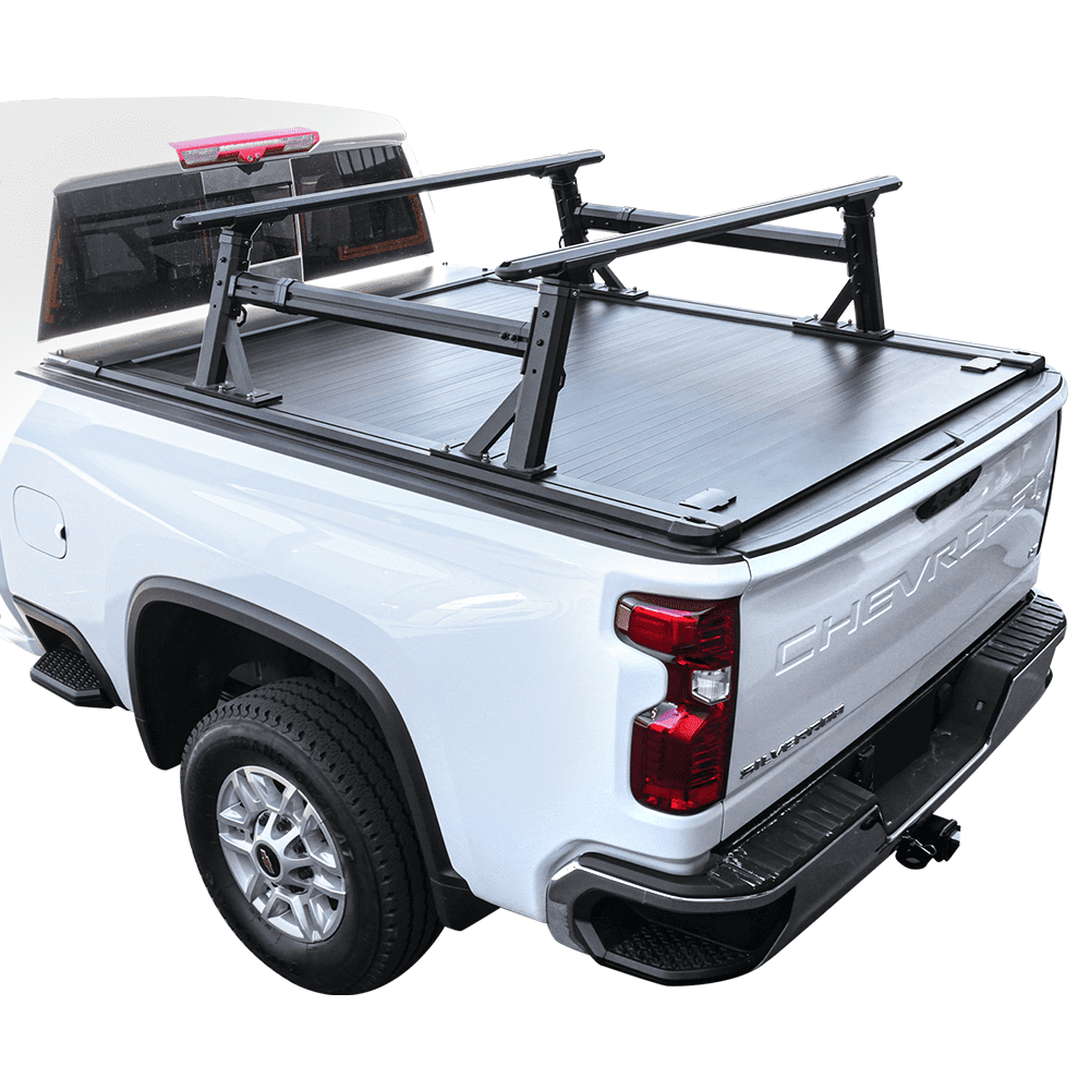 Syneticusa Aluminum Retractable Hard Pro Tonneau Cover+Rack Kit for ...