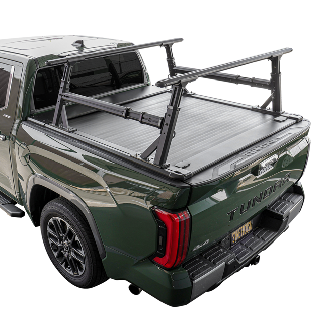 Syneticusa Aluminum Retractable Tonneau Cover+Rack for 2022-2024 Tundra ...