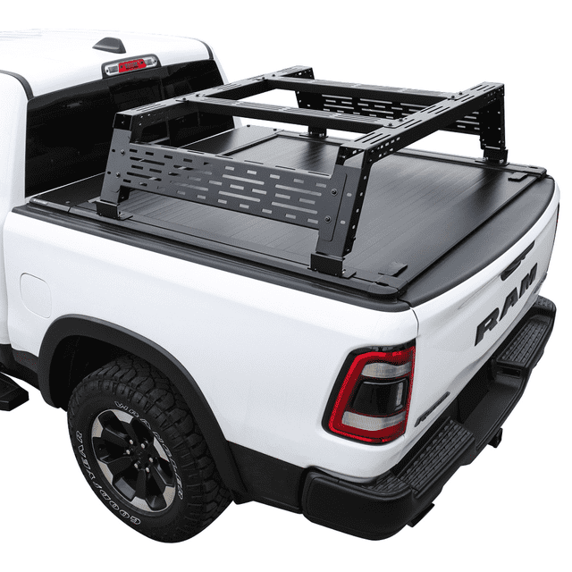 Syneticusa Retractable Hard Tonneau Cover+Rack kit for 2009-2024 Ram ...