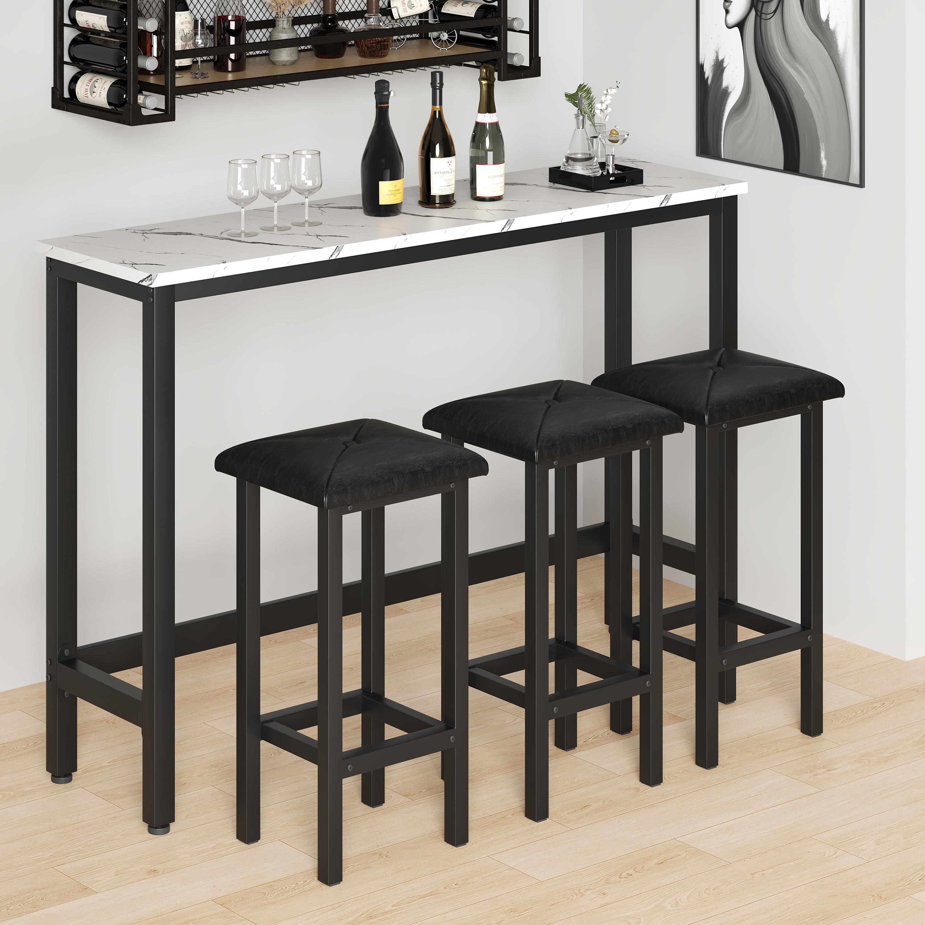 Syngar 4-Piece Counter Height Dining Set, Long Pub Table and 3 ...