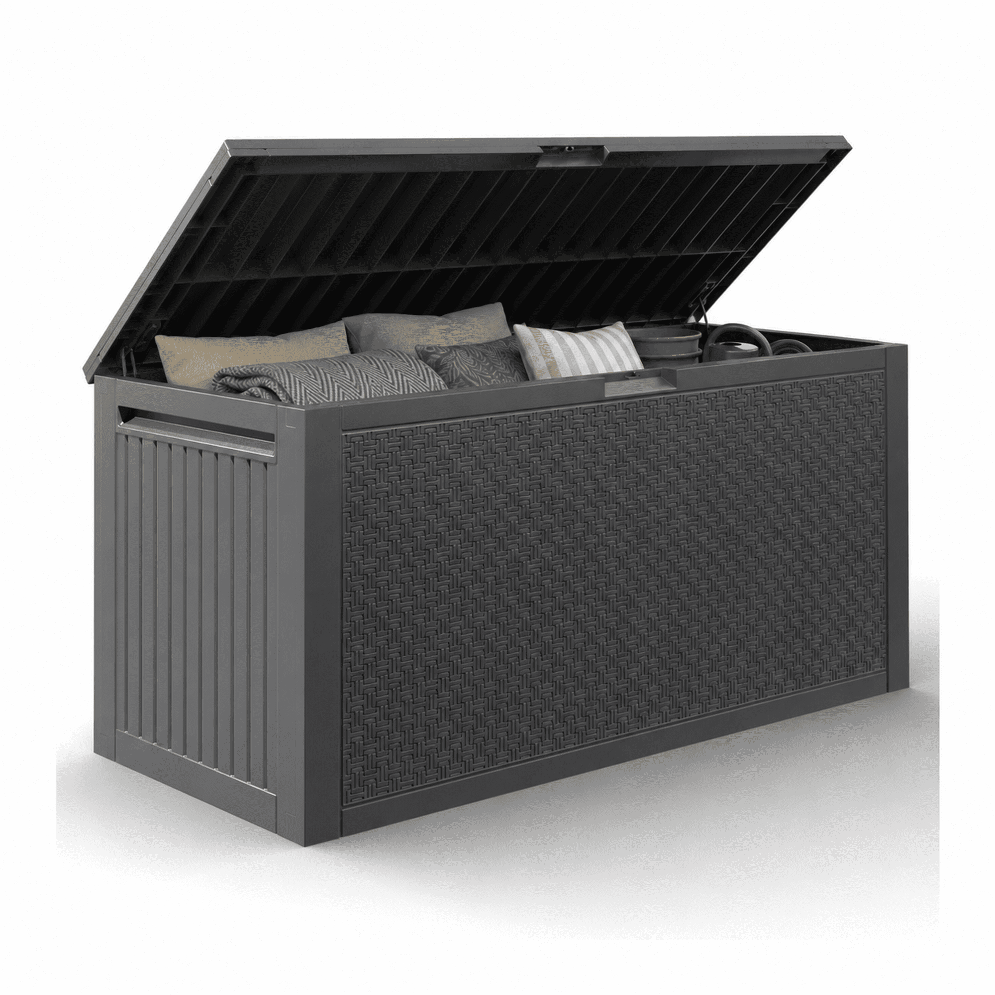 Syngar 90 Gallon Outdoor Storage Box, Waterproof Poly Resin Deck Box ...