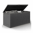 Syngar 90 Gallon Outdoor Storage Box, Waterproof Poly Resin Deck Box ...