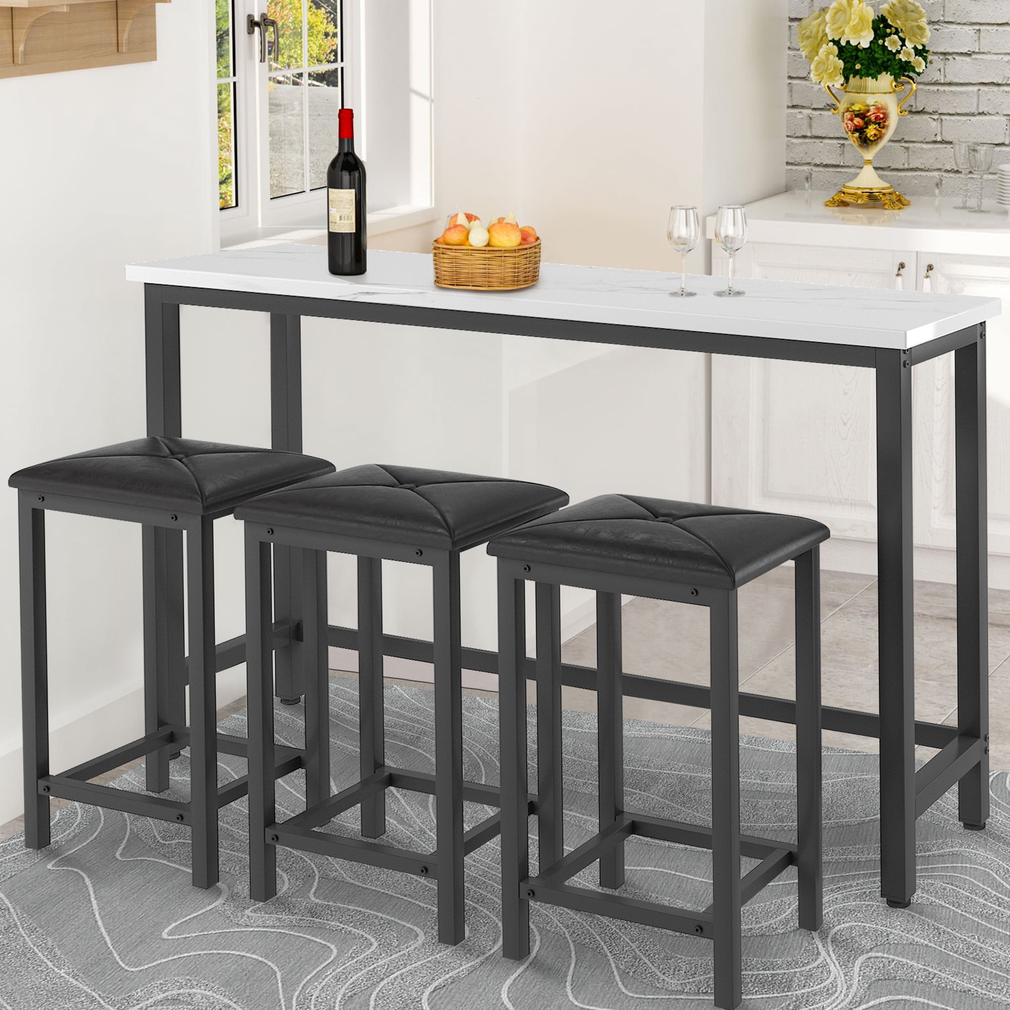 Syngar Counter Height Bar Table Set, Modern 4 Piece Dining Table Set ...