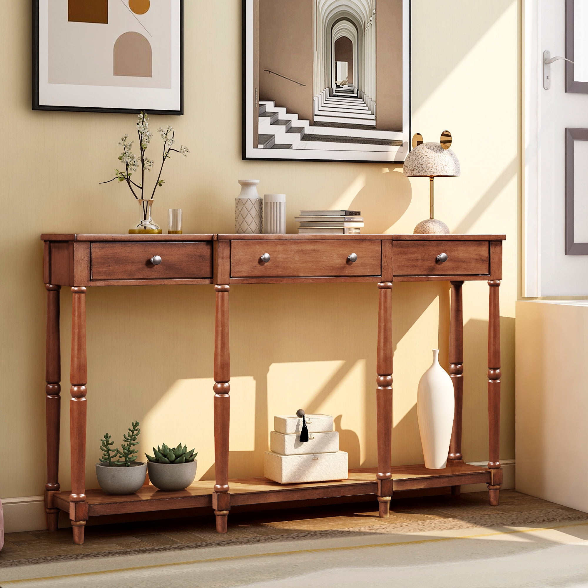 Syngar Entryway Table with Storage Shelves, Console Tables 3 Drawers ...