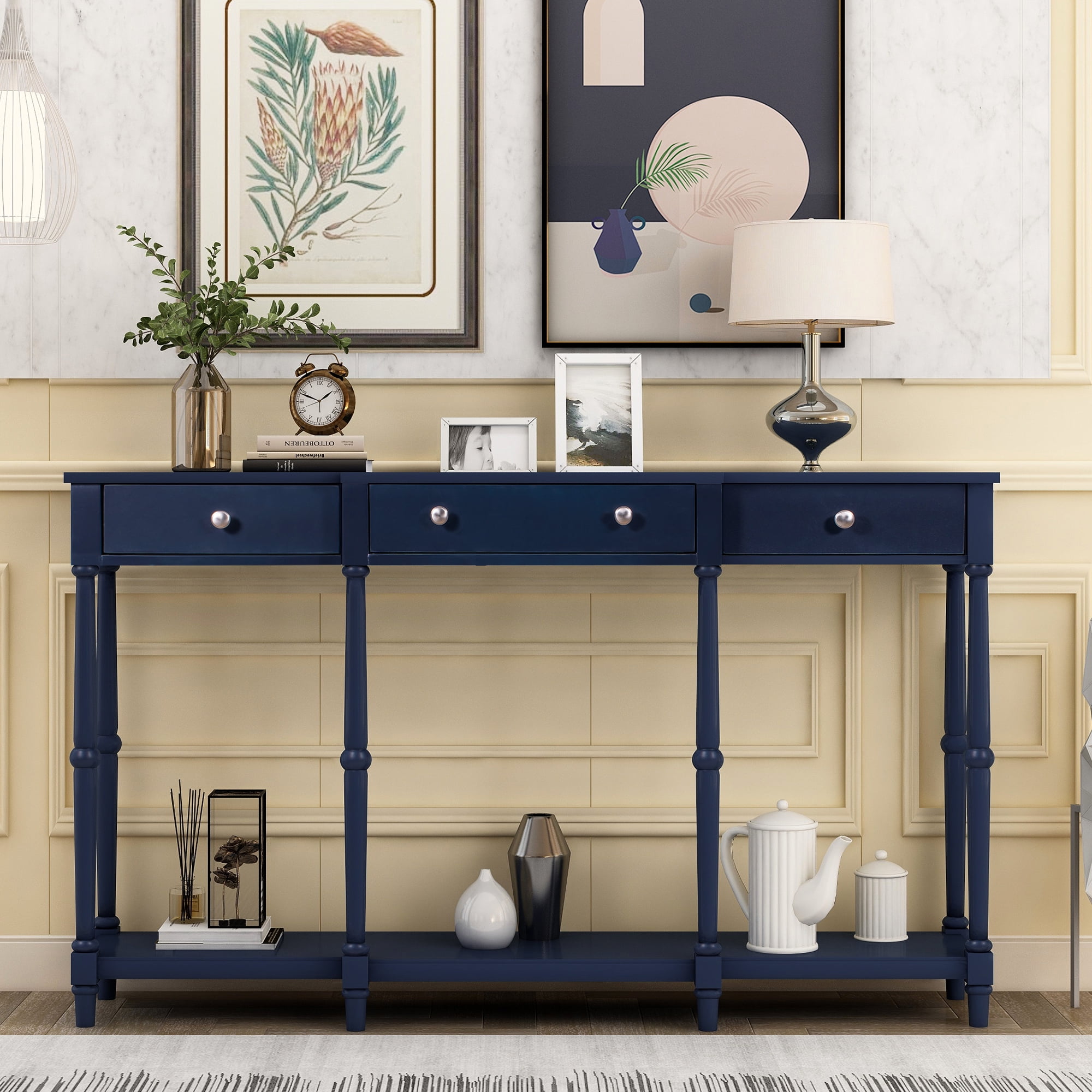 Syngar Entryway Table with Storage Shelves, Console Tables 3 Drawers ...