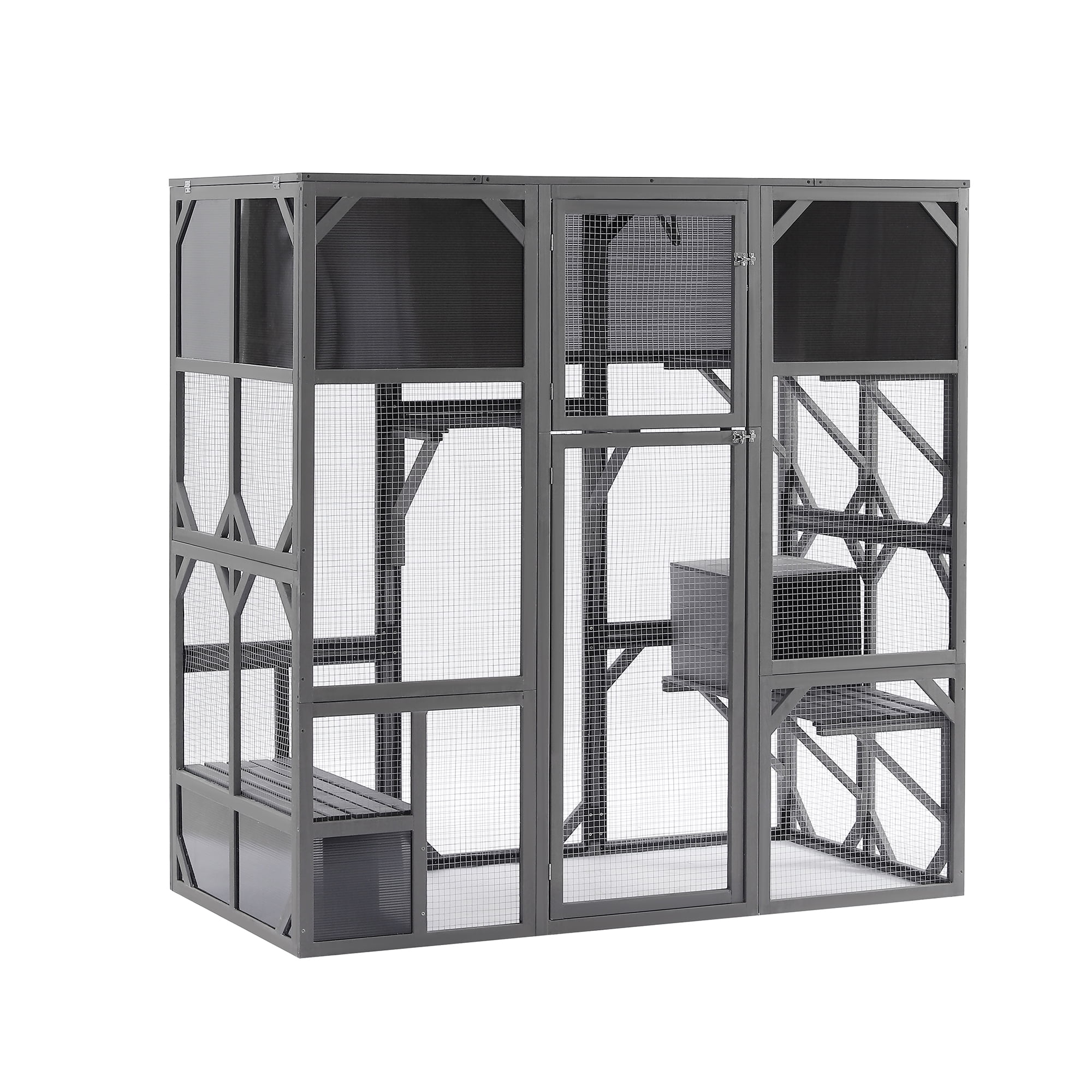 "Syngar Luxury Wood Cat Cage, Extra Home Indoor Catio Enclosure, 67.5 ...
