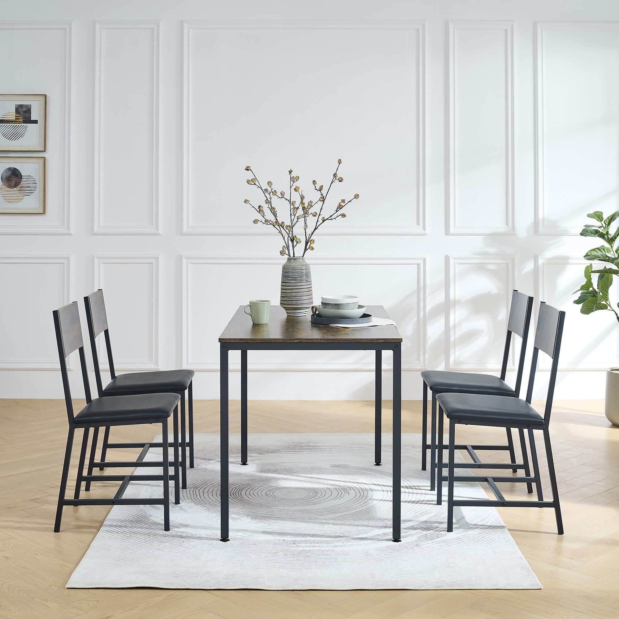 Syngar 5-Piece Modern Dining Table Set, Kitchen Table, Chairs, Padded ...