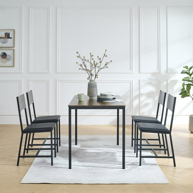 Syngar 5-Piece Modern Dining Table Set, Kitchen Table, Chairs, Padded ...