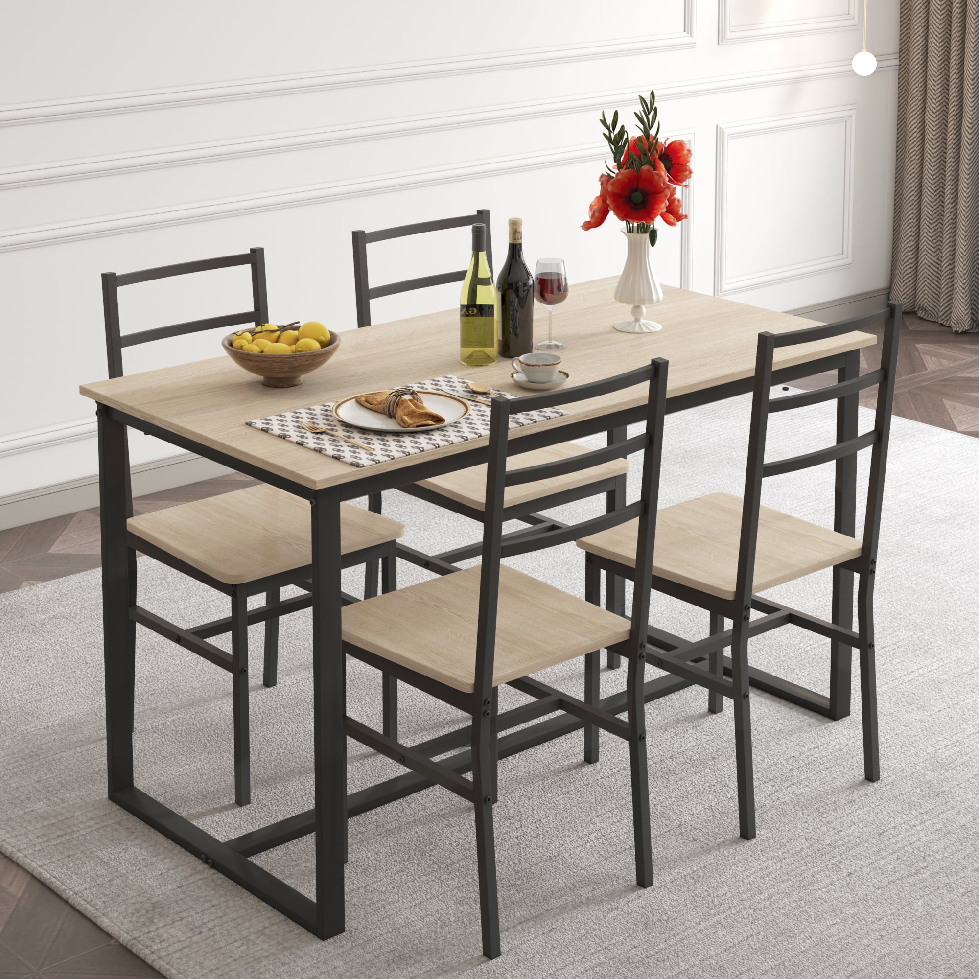 SYNGAR Sturdy 5 Piece Dinette Furniture, Modern Dining Set for 4 ...