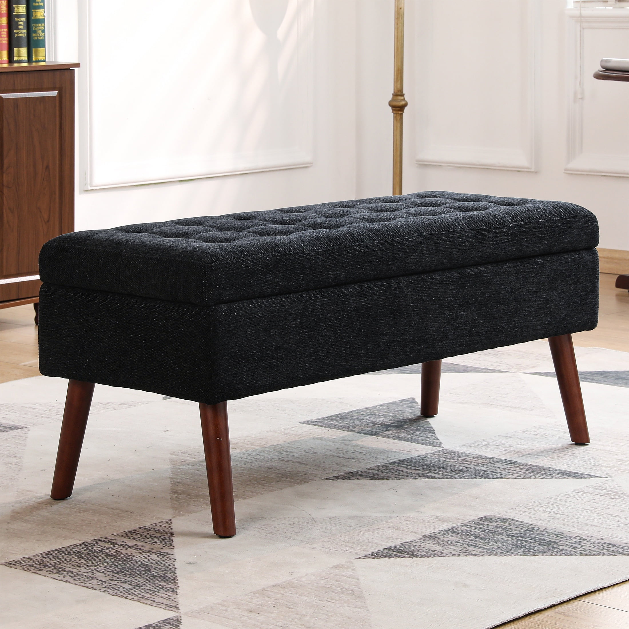 Syngar Modern Storage Bench, Upholstered Storage Ottoman with Wood Leg ...