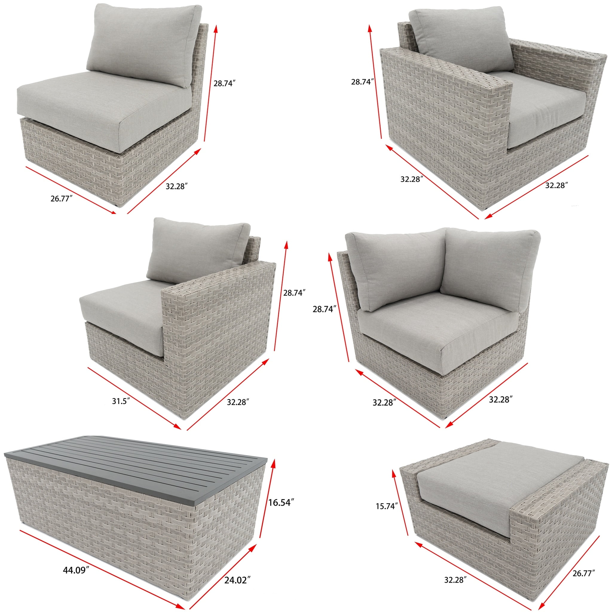 Synlett Avalon Bay 11-piece Deep Seating Sectional Light Grey - Walmart.com