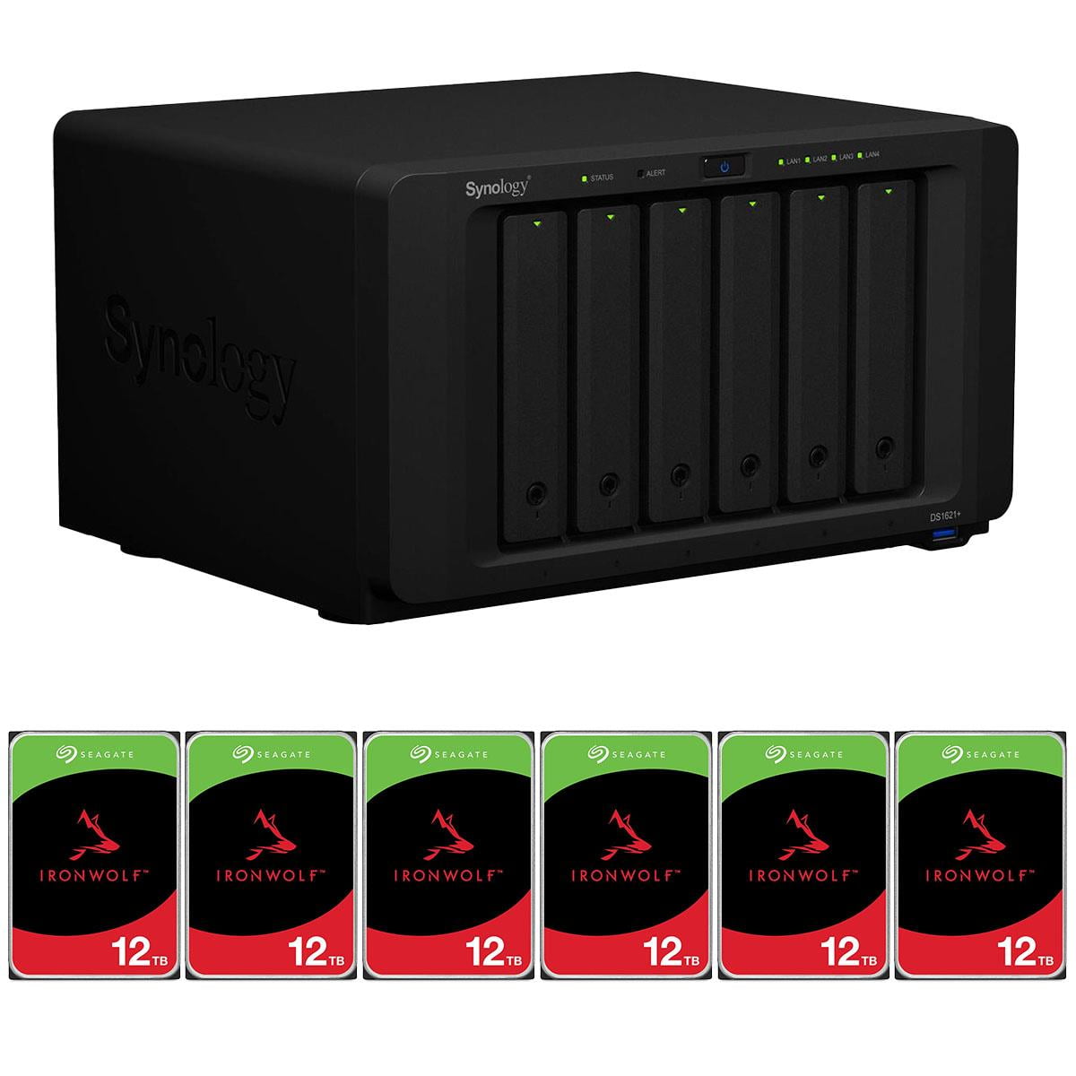 Synology DiskStation DS1621+ 6-Bay NAS Enclosure, 4-Core 2.2GHz, 4GB RAM, No HDD Bundle with ...