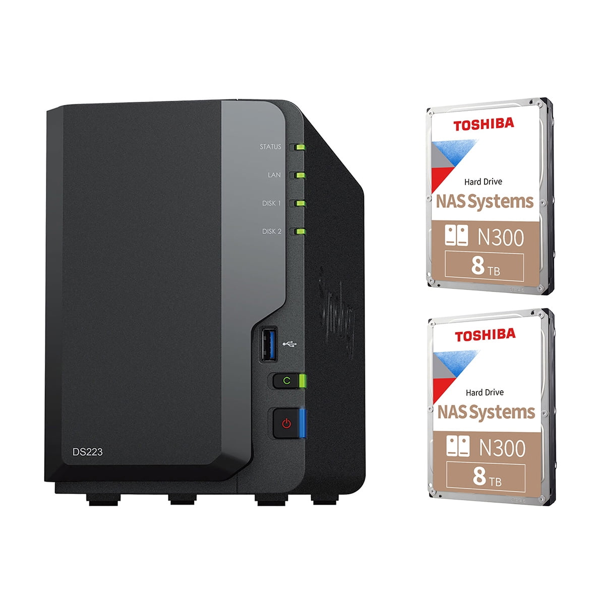 Synology DiskStation DS223 2-Bay NAS Enclosure, Bundle with 2x Toshiba ...