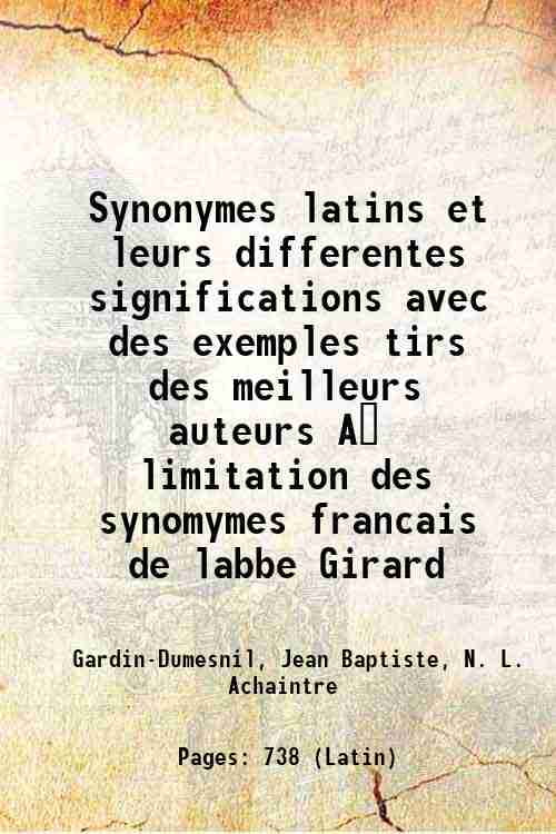Synonymes latins et leurs differentes significations avec des exemples ...