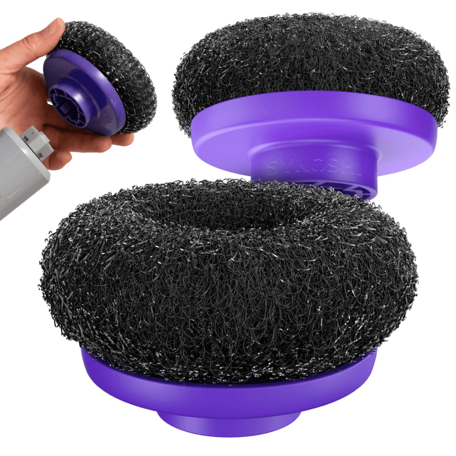 Synoshi PRO Electric Spin Scrubber Steel Brush Set for Cleaning (2 ...