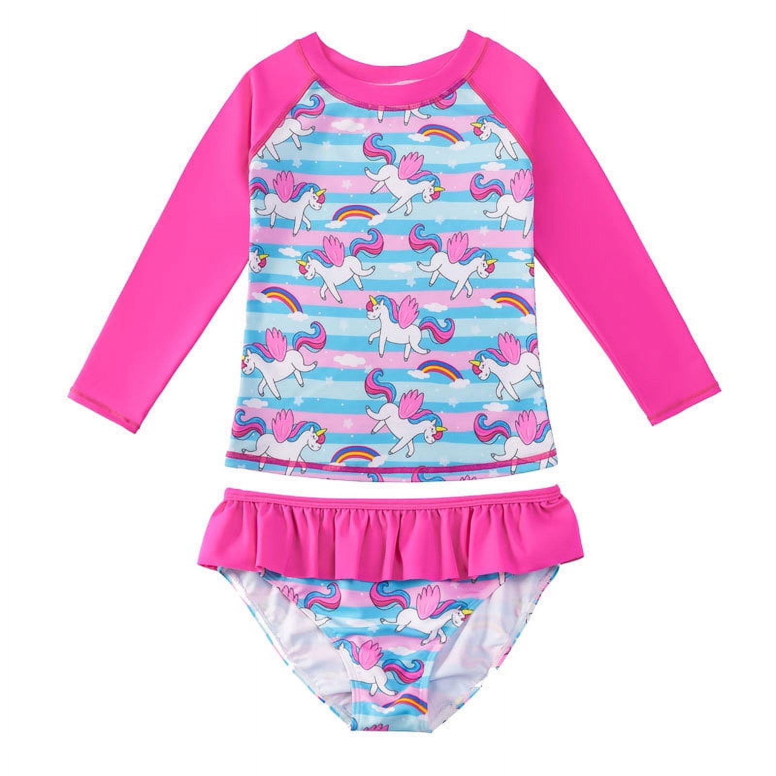 Synpos Girls Long Sleeve Rashgaurd Swimsuit Set, Sizes 2T-10T - Walmart.com