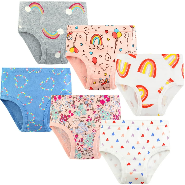 Synpos Little Girl Underwear Toddler Panties Big Kids Undies Soft 100 Cotton 6 Packs