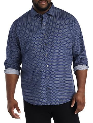 Synrgy by DXL Men's Big and Tall Medallion Print Sport Shirt Blue 5XLT ...