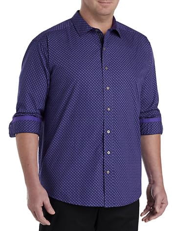 Synrgy by DXL Men's Big and Tall Paisley Print Sport Shirt Purple 2XL ...