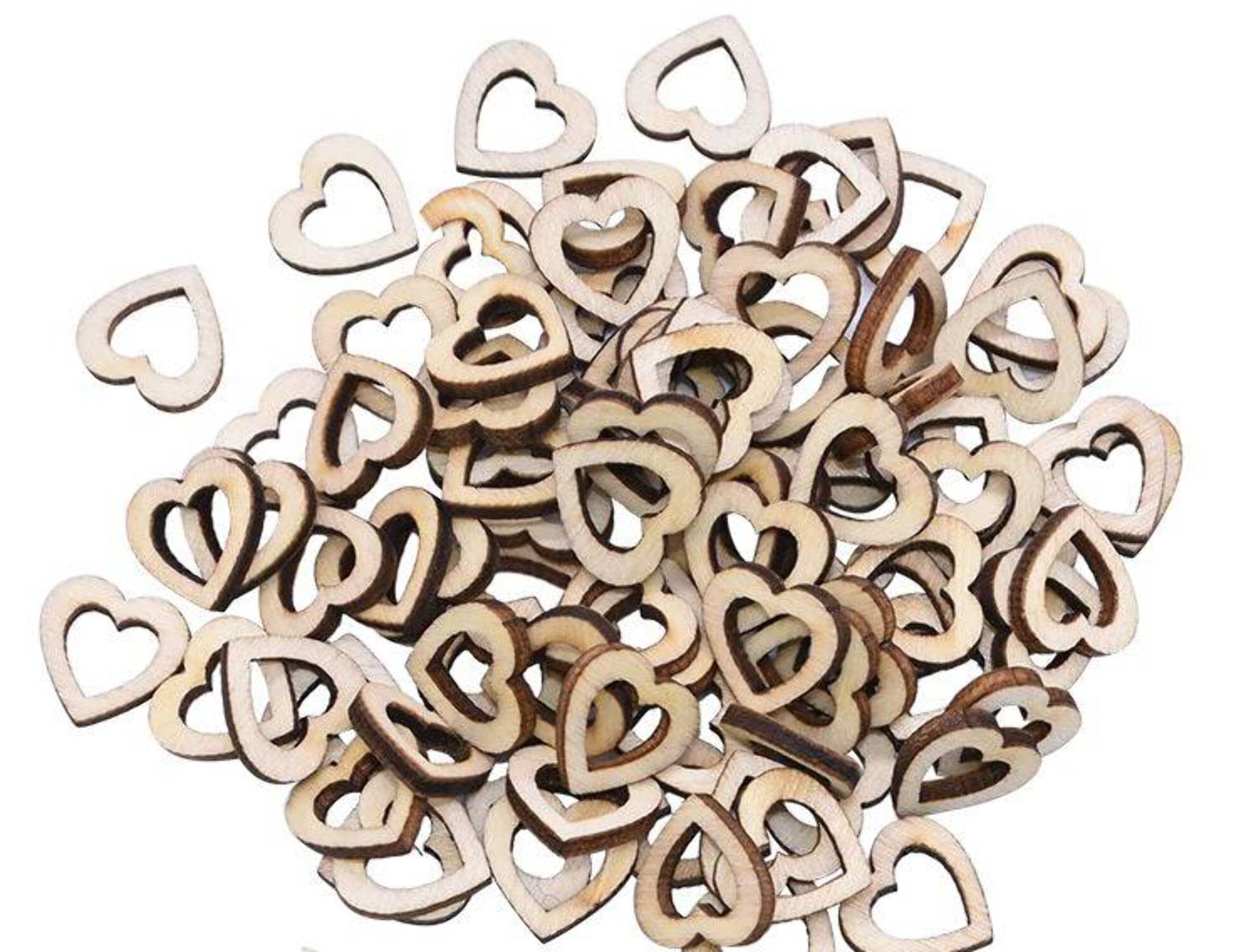 Syntego Wooden Heart Confetti, Rustic Scatter Hearts, Wedding Table ...