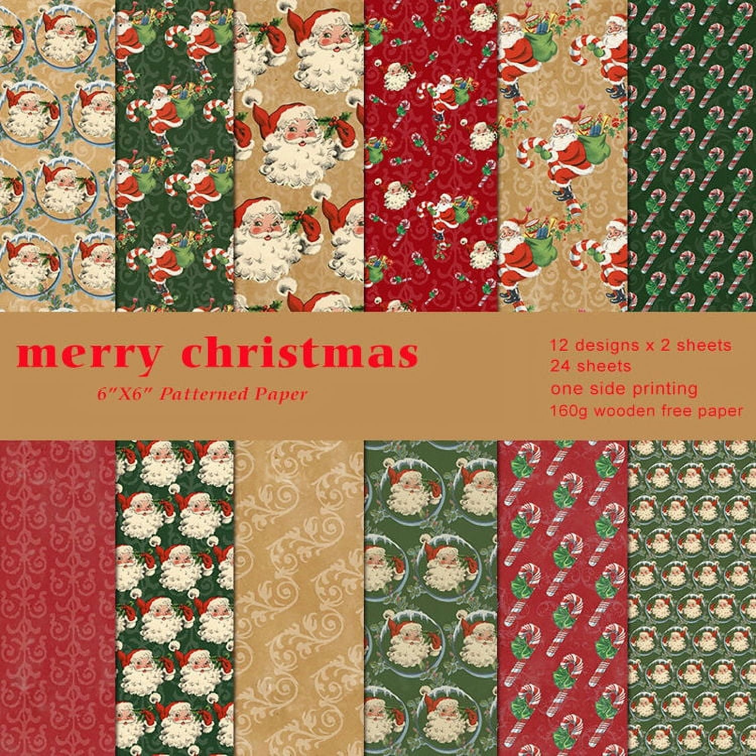 Syntego 24 Sheets, 12 Designs Santa Merry Christmas Decorative Acid ...