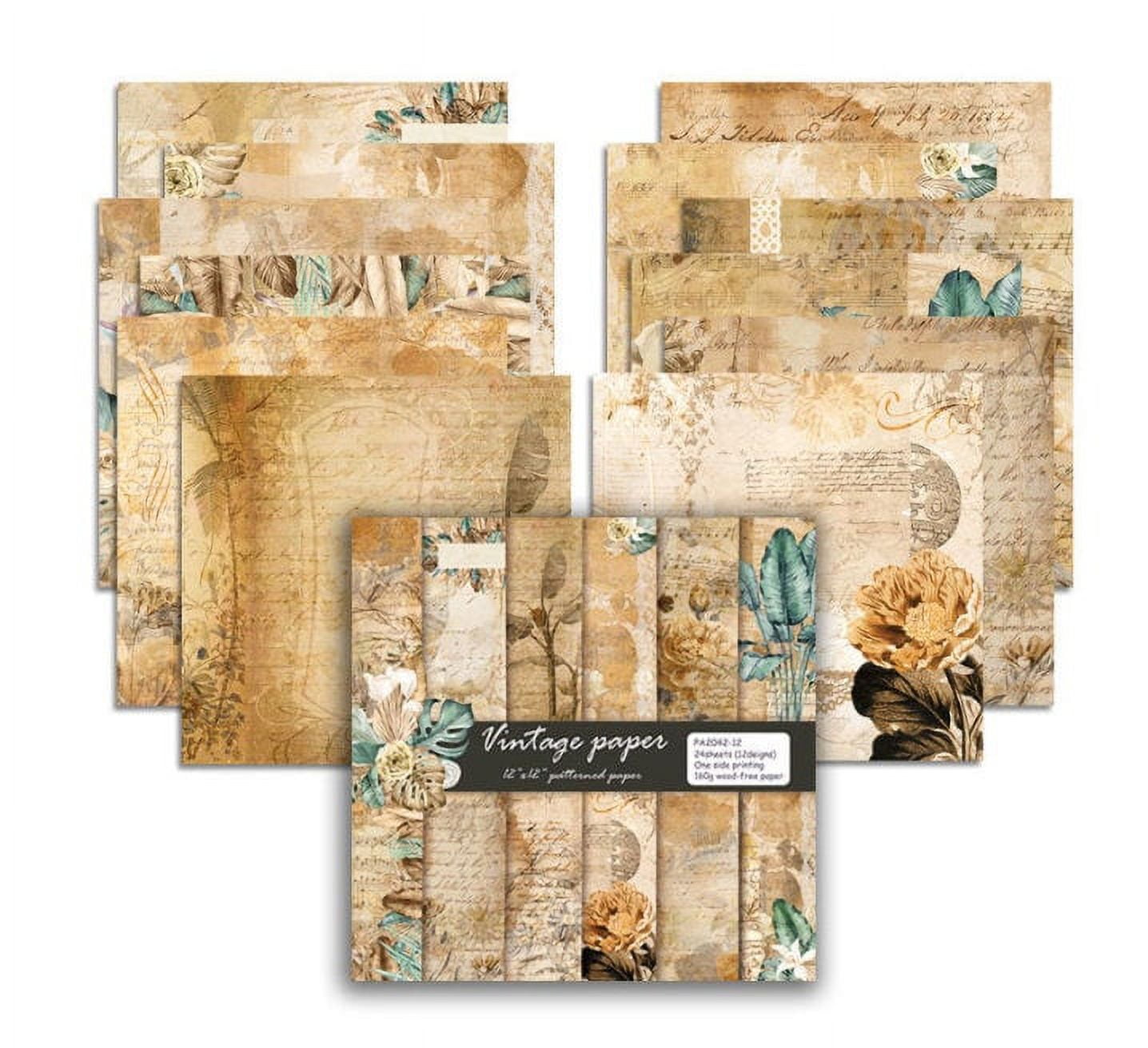Syntego 24 Sheets, 12 Designs Vintage Paper Design Decorative Acid Free ...