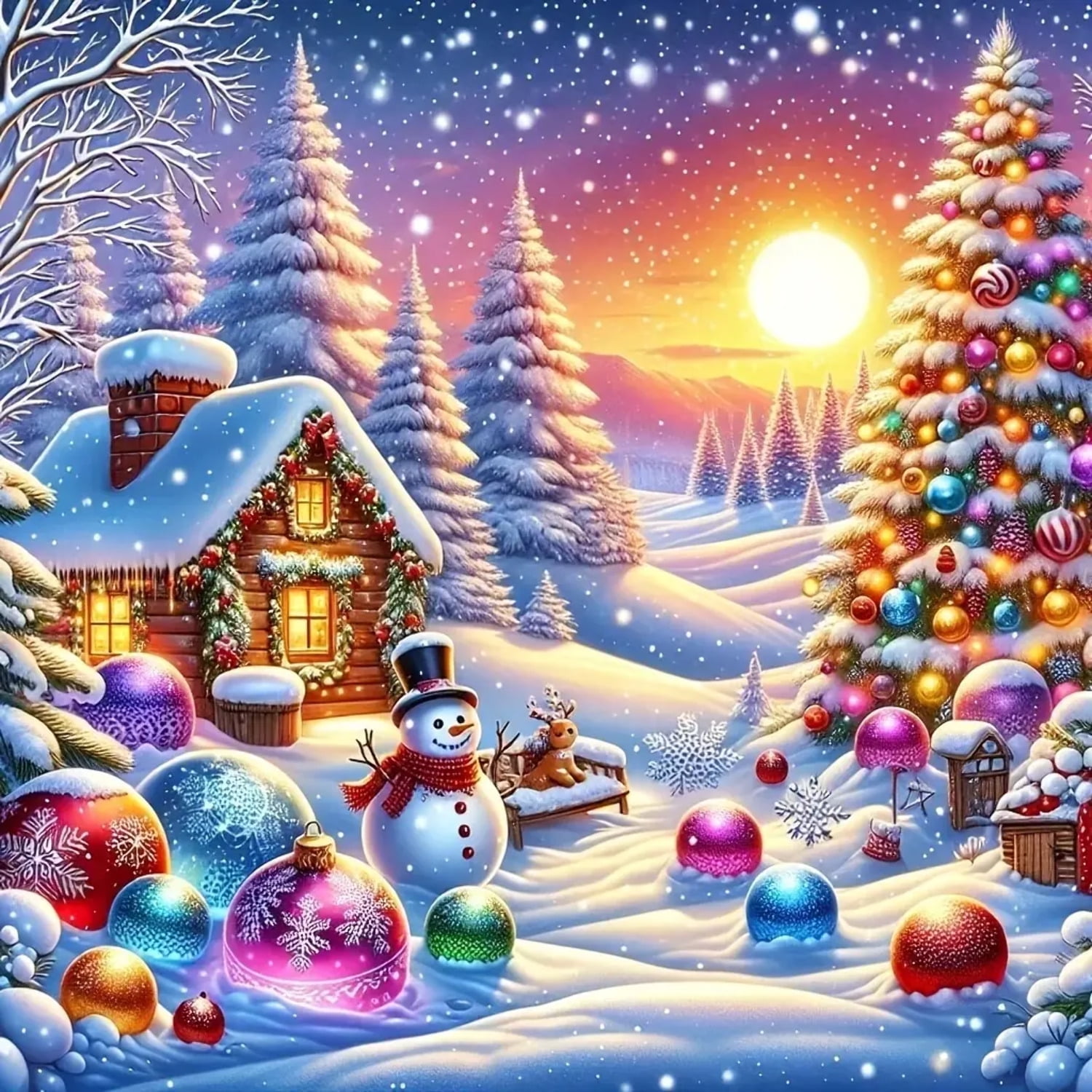 Syntego 5D DIY Christmas Sunset Scene Diamond Painting Kit Painting for ...