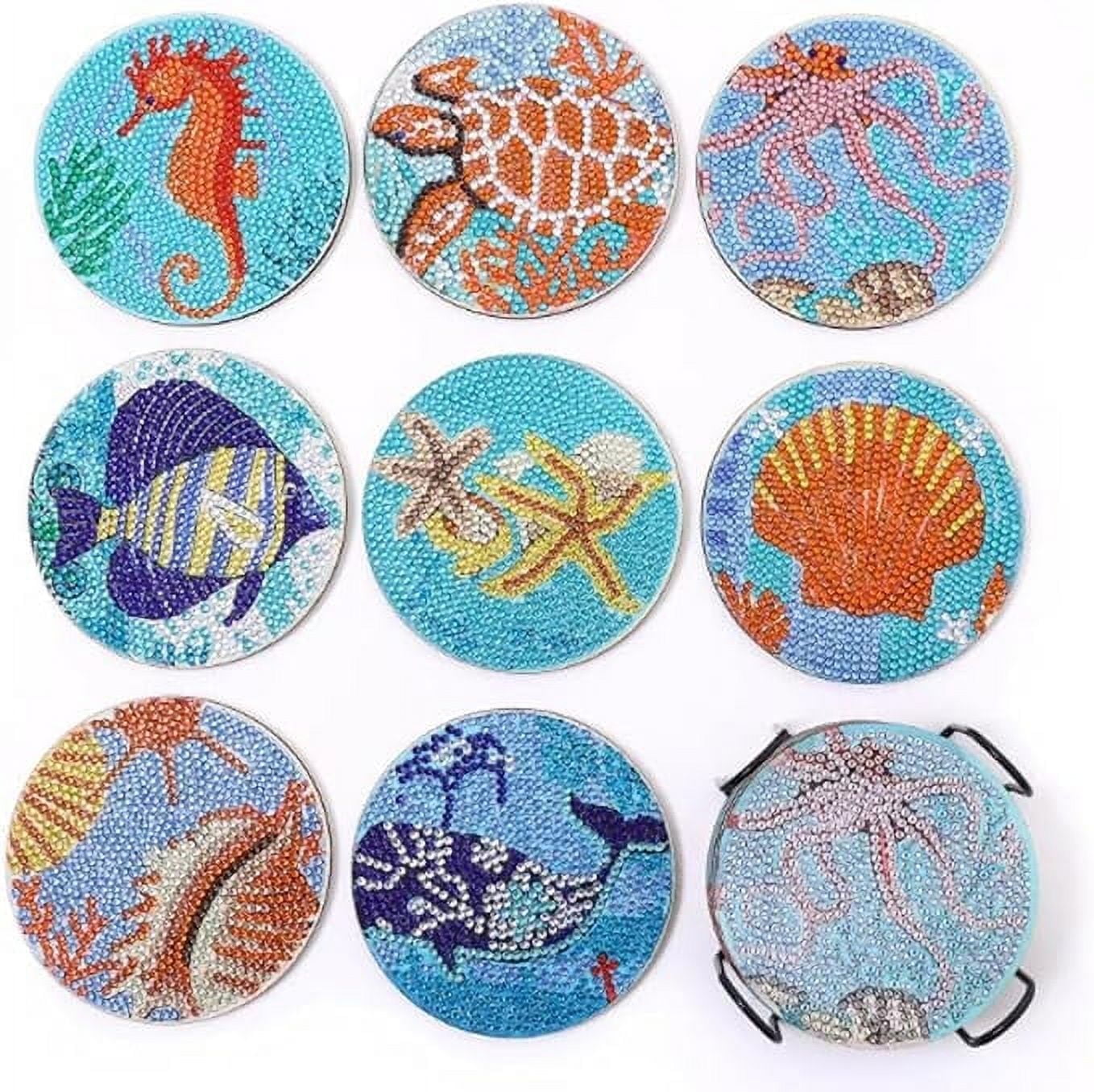 Syntego 8pcs 5D Diamond Painting Coasters Sea Creature Coasters Diamond ...