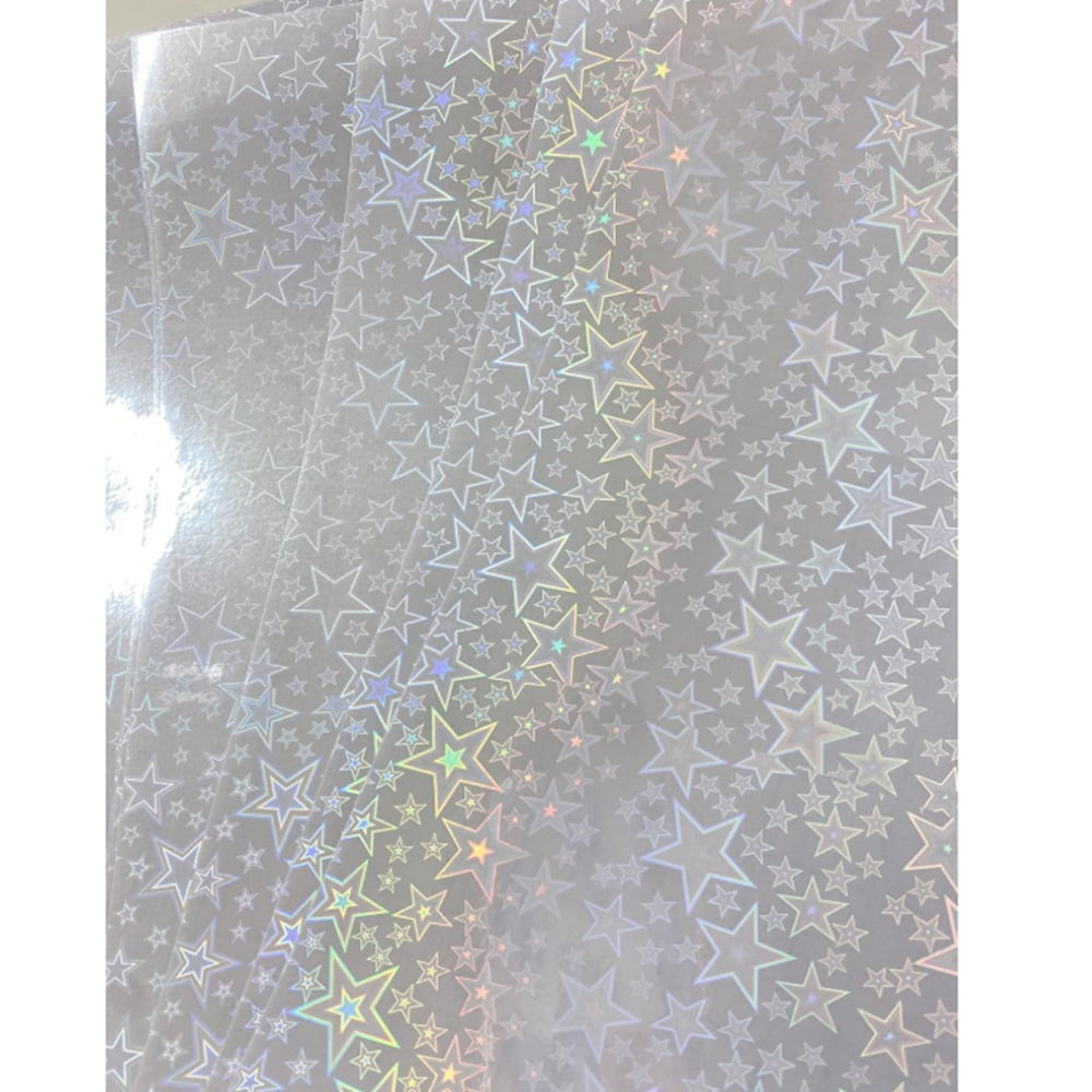 Syntego 10 Sheets A4 Self Adhesive Stars Transparent Holographic ...