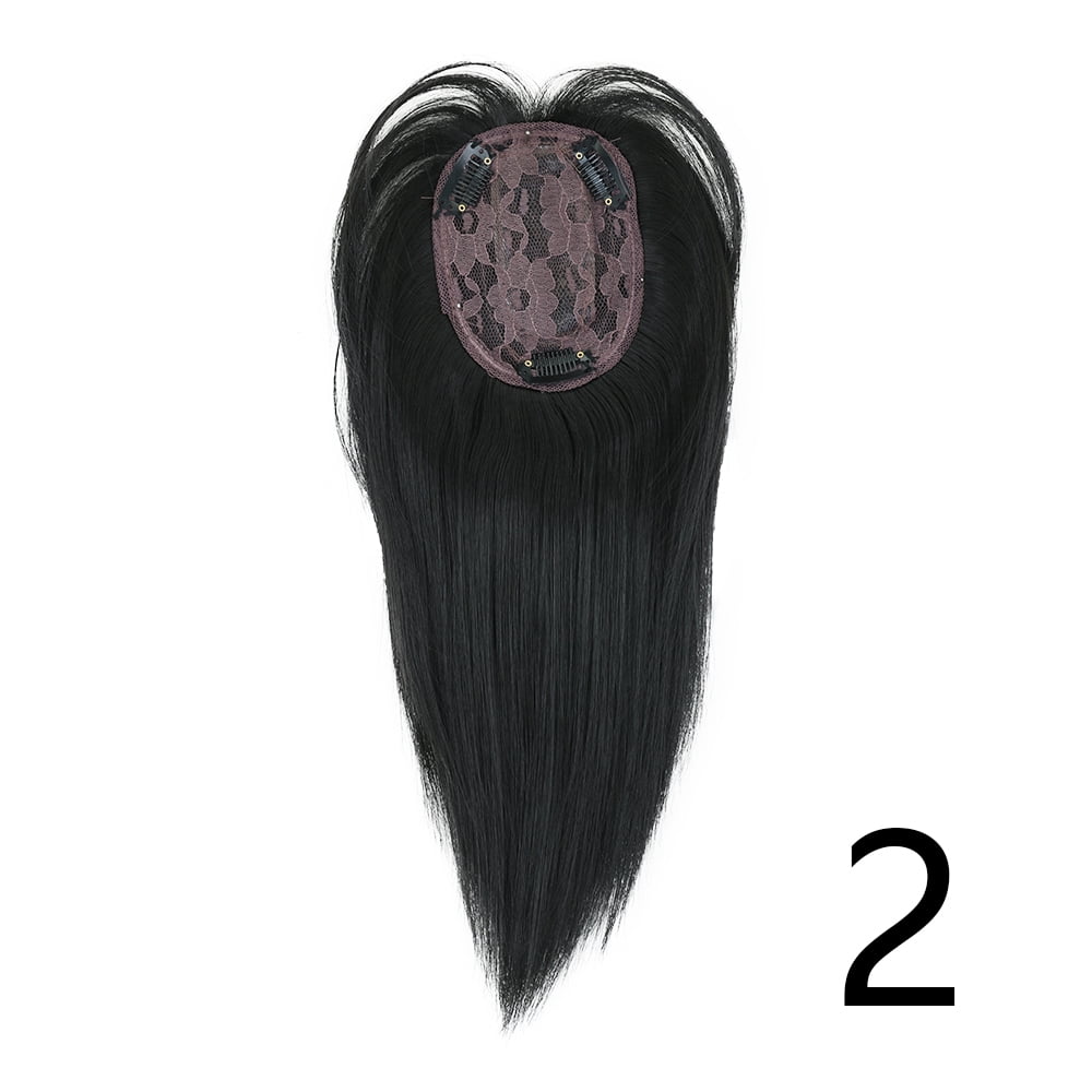 Synthetic 3 Clips In Topper Straight Hairpiece Black Brown Women Fake ...
