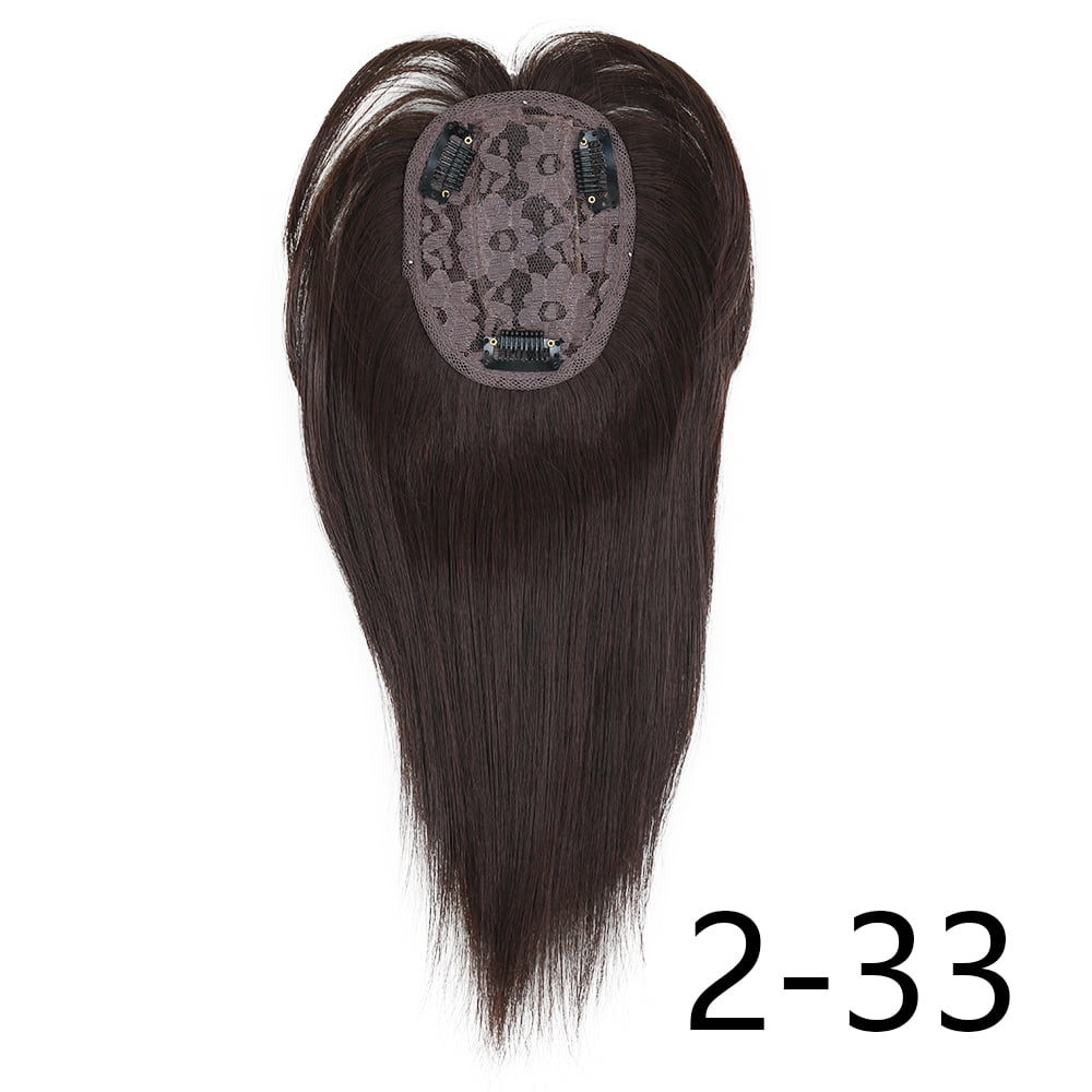 Synthetic 3 Clips In Topper Straight Hairpiece Black Brown Women Fake ...