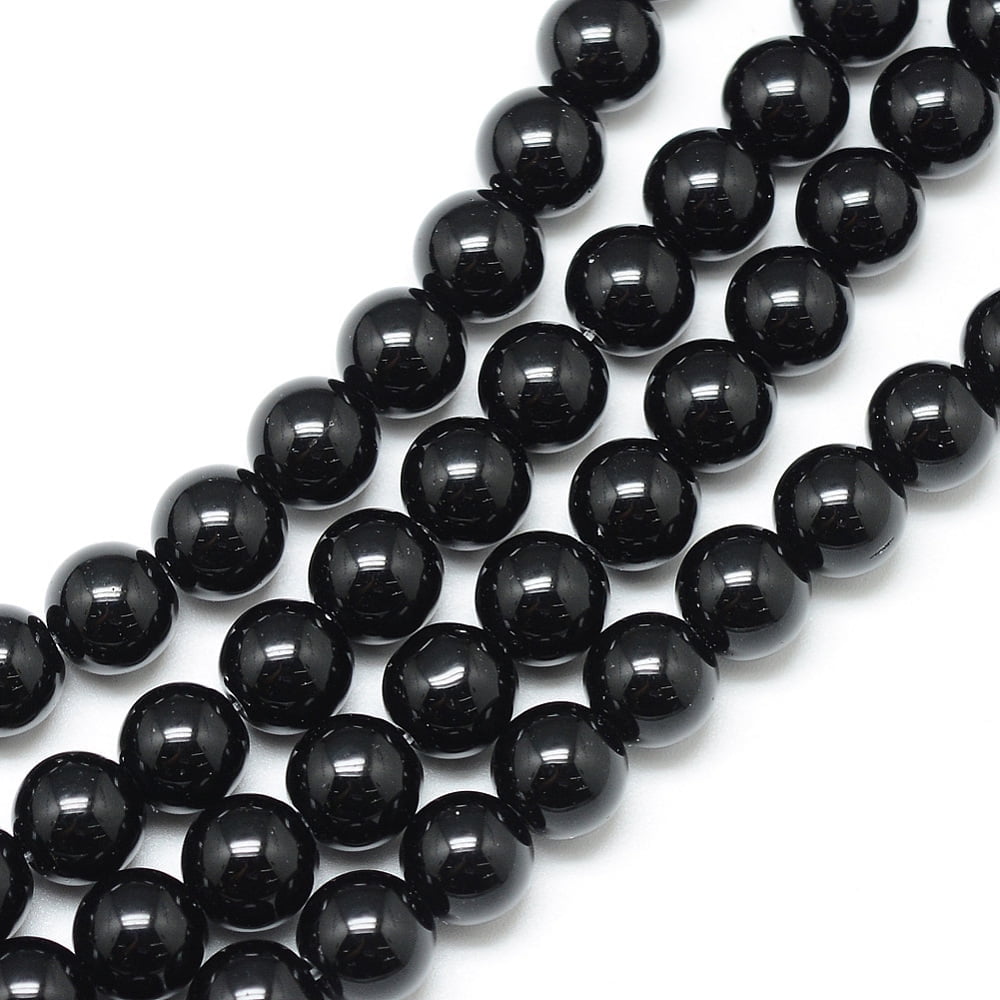 Synthetic Black Stone Bead Strands Round - Walmart.com