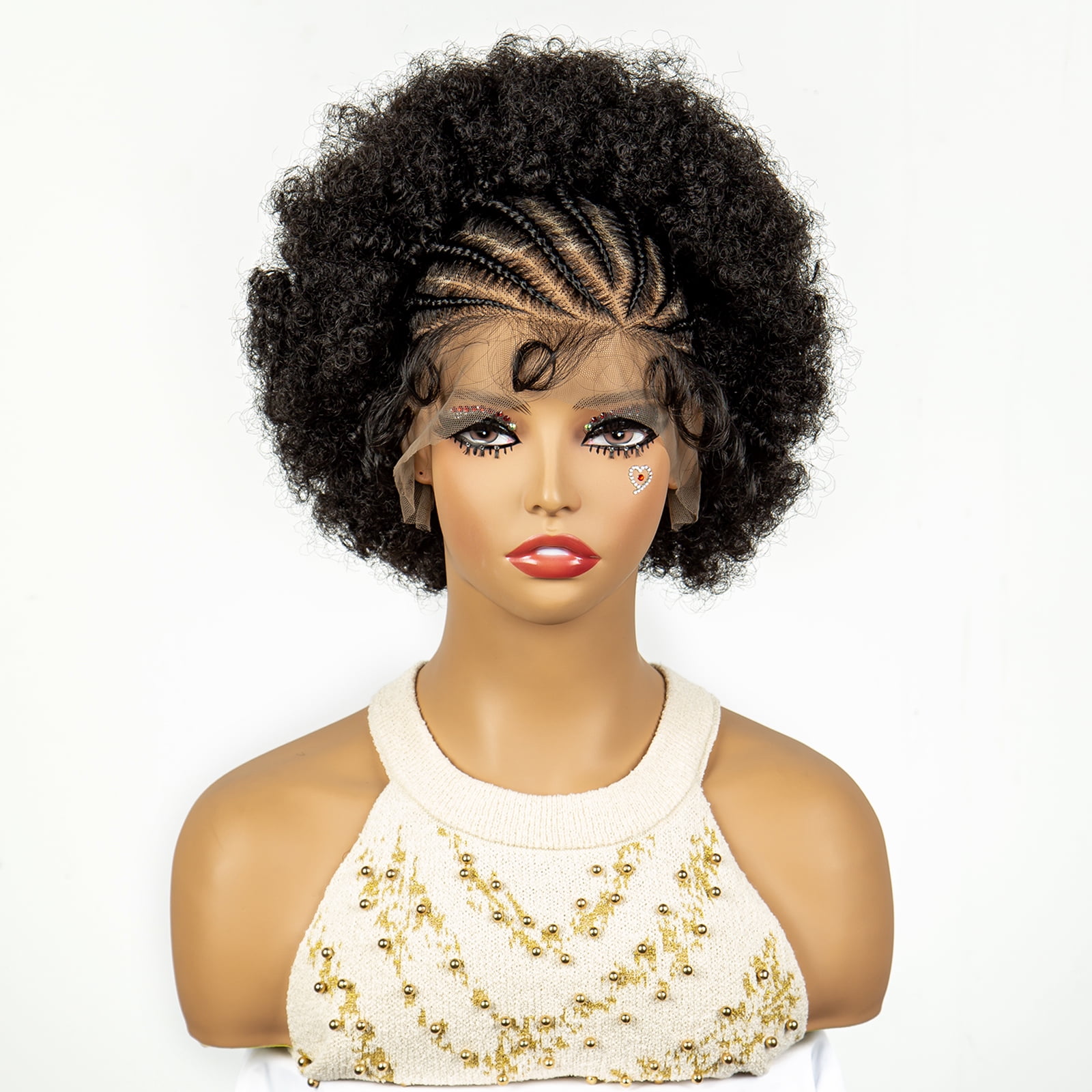 Synthetic Braided Wigs with Baby Hair 13x6 Lace Frontal Kinky Curly ...