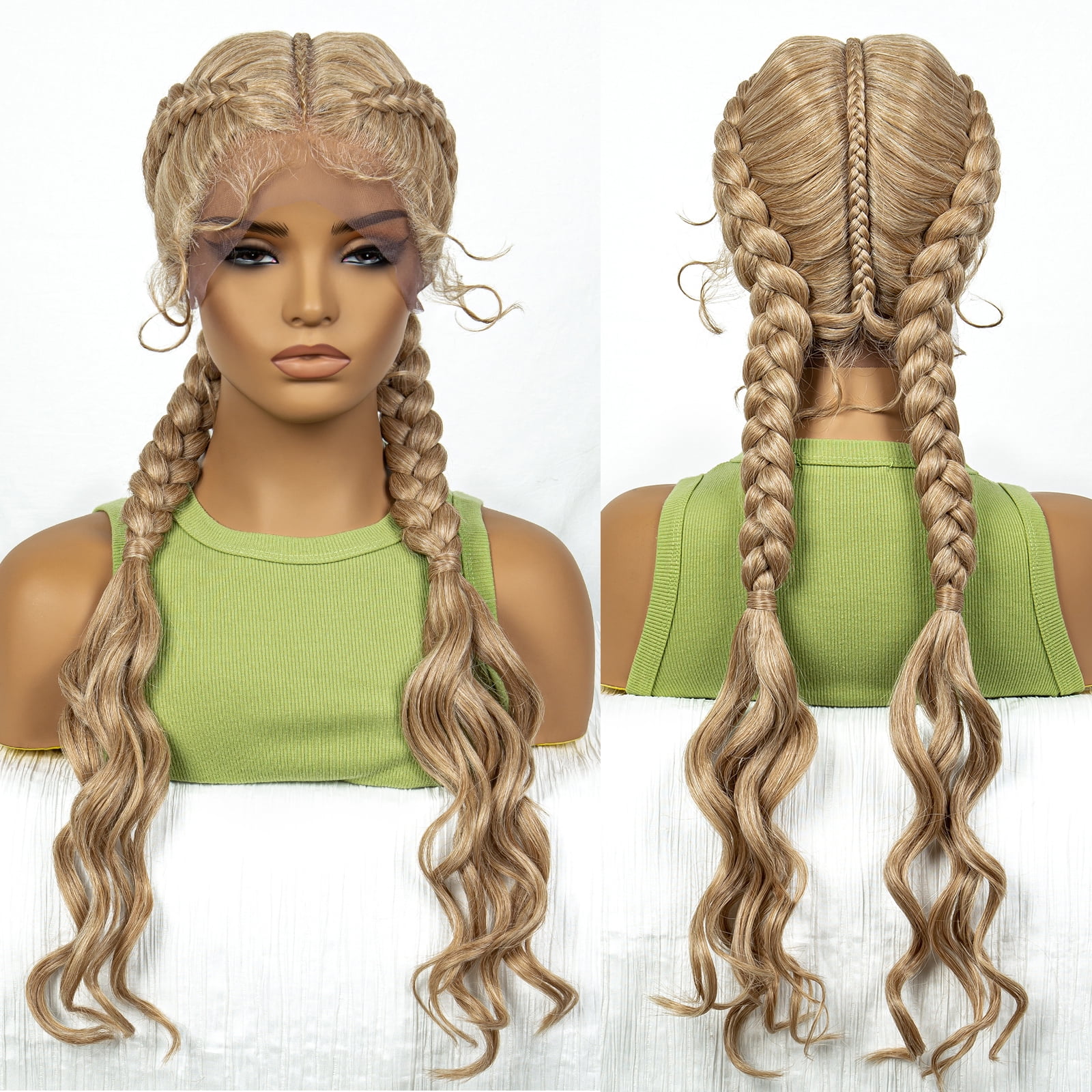 Synthetic Braided Wigs with Curly Wave for Women Lace Frontal Twist ...