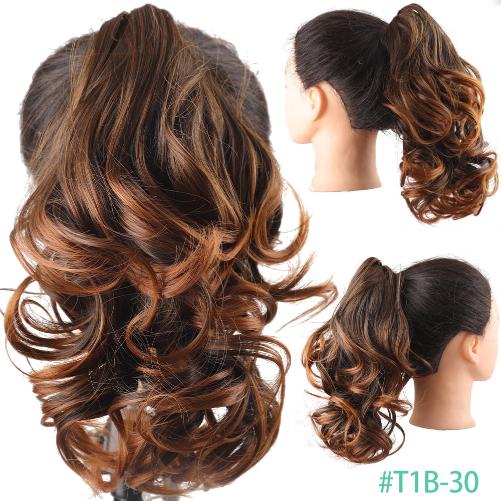 Synthetic Claw Clip In Short Ponytail Curly Pony Tail Clip-on hair ...