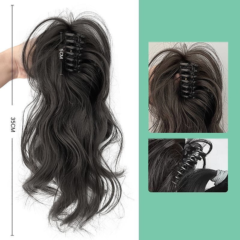 Synthetic Claw Clip Ponytail Hair Extensions Short Curly Natural Tail ...