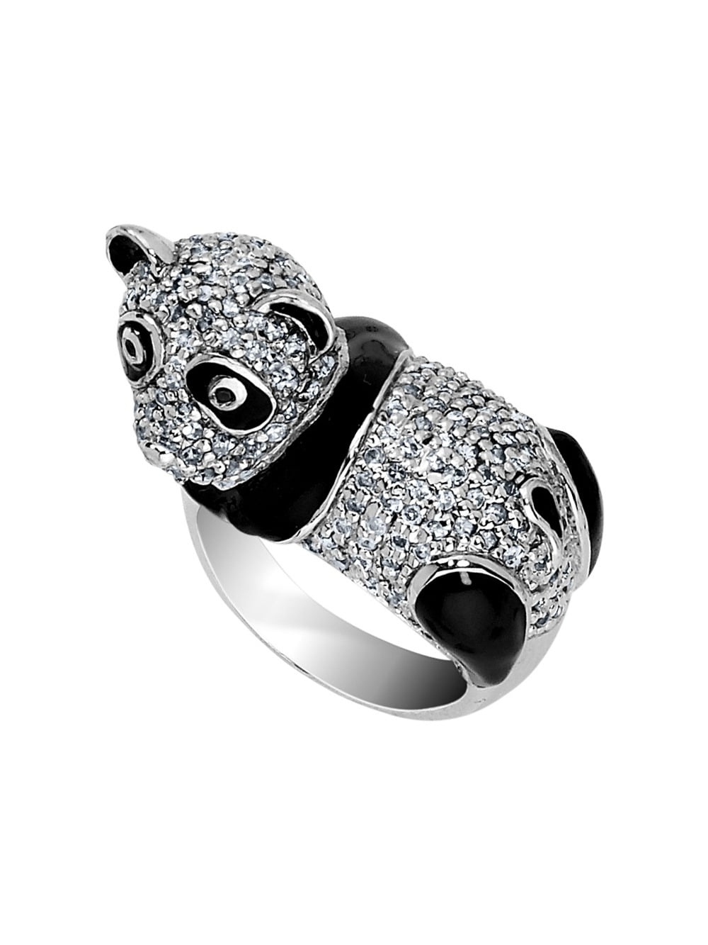 Synthetic Cubic Zirconia (CZ) (CZ) Panda Ring in Sterling Silver ...