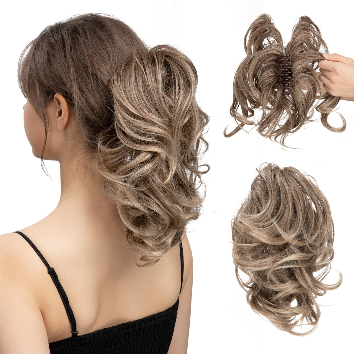 Synthetic Diy Claw Clip In Ponytail Extensions Hairpiece Hair Bun Fake ...