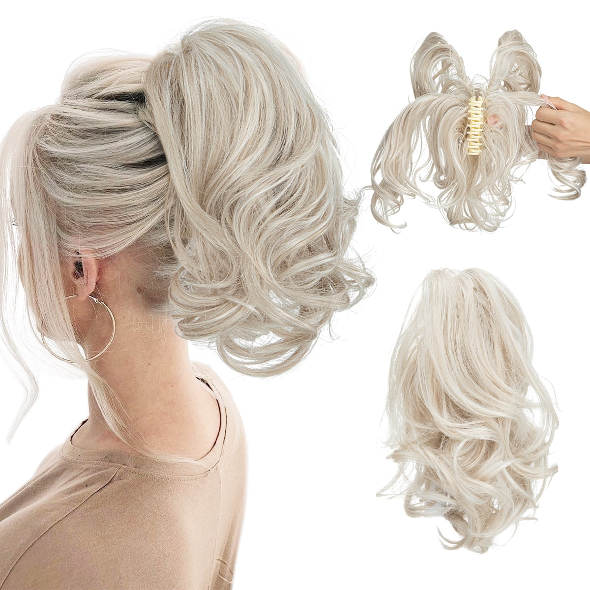 Synthetic Diy Claw Clip In Ponytail Hair Extensions Hairpiece Hair Bun ...