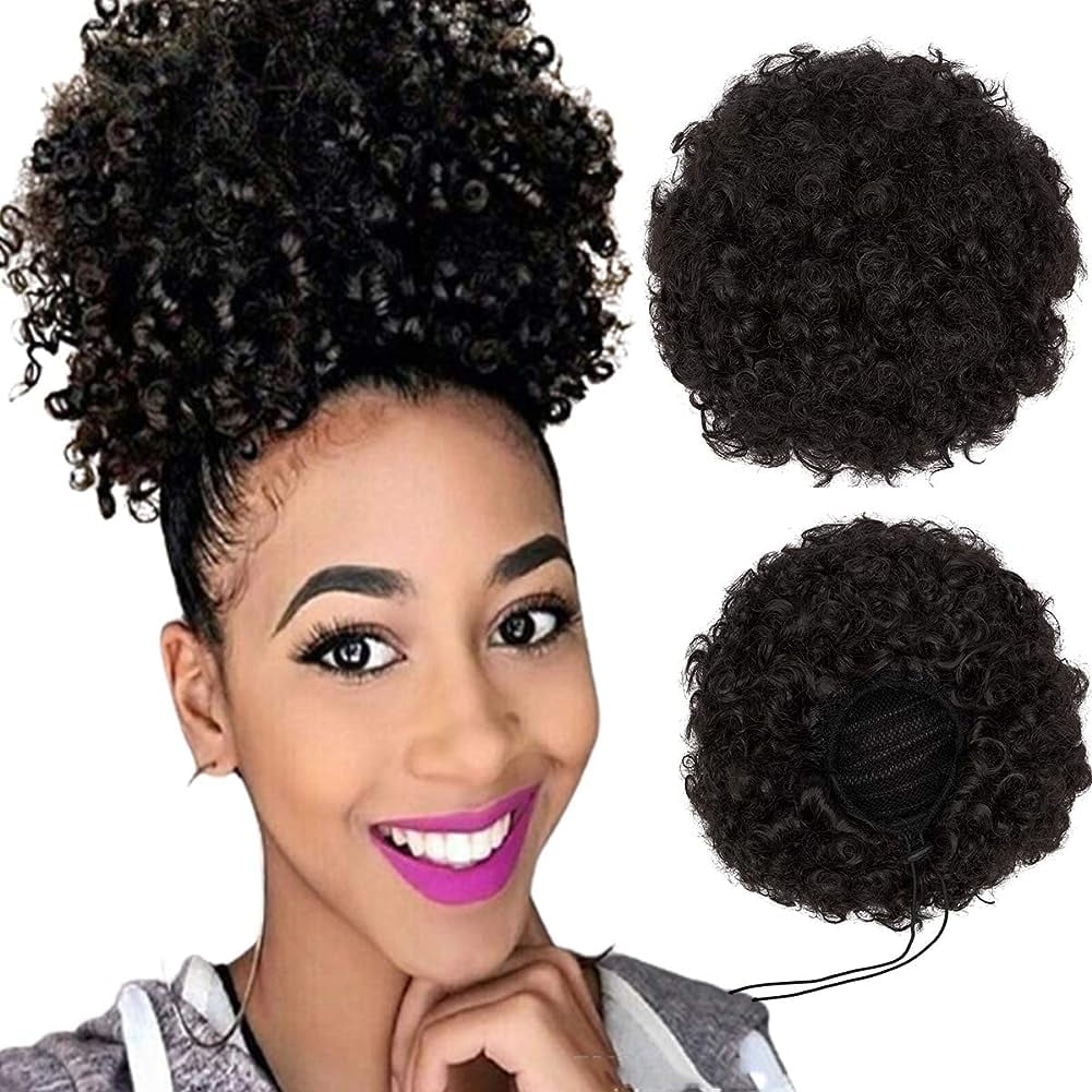Synthetic Drawstring Ponytail Short Curly Hair Bun Extension Donut ...