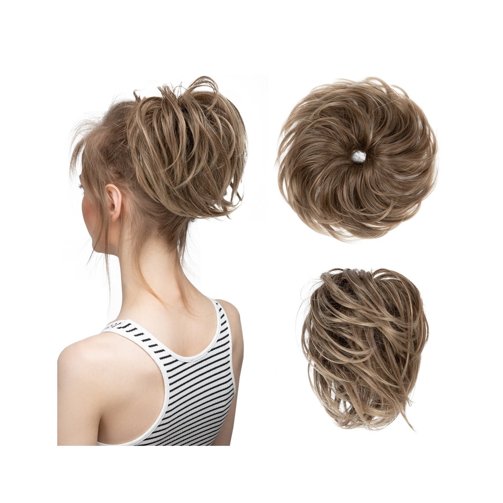 Synthetic Fake Messy Bun Hair Curly Band Hairpiece Scrunchie Scrunchy ...