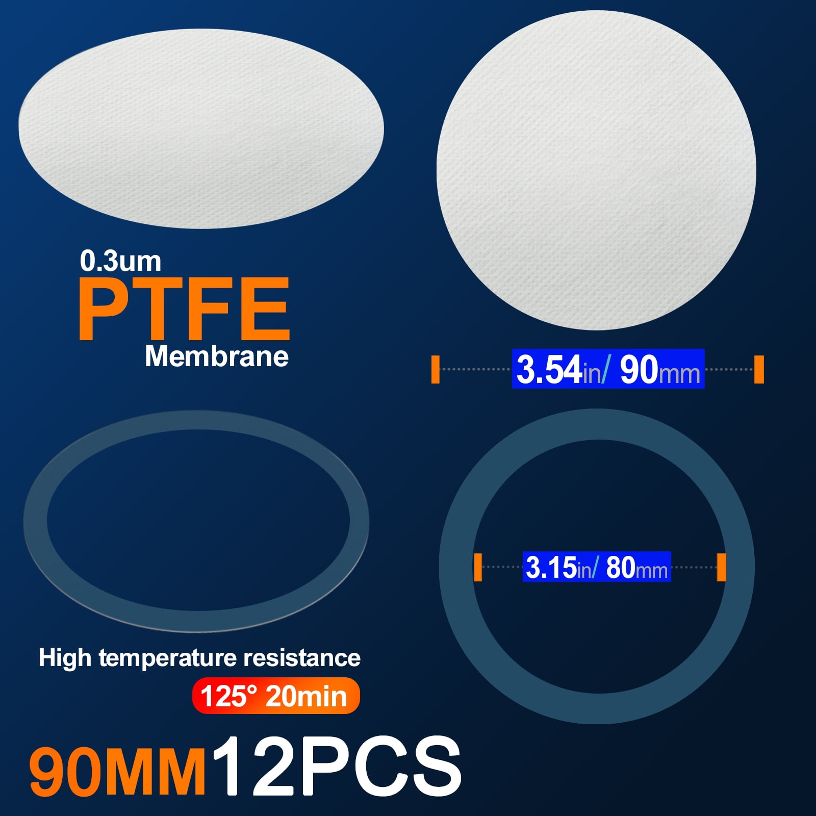 Synthetic Filter Paper Sticker 90 mm 0.3 μm PTFE Filter Disc Strong ...