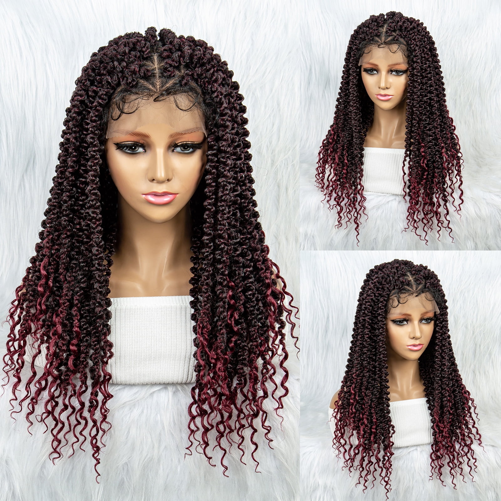Synthetic Full Lace Braided Wigs For Black Women Lace Front Spring ...