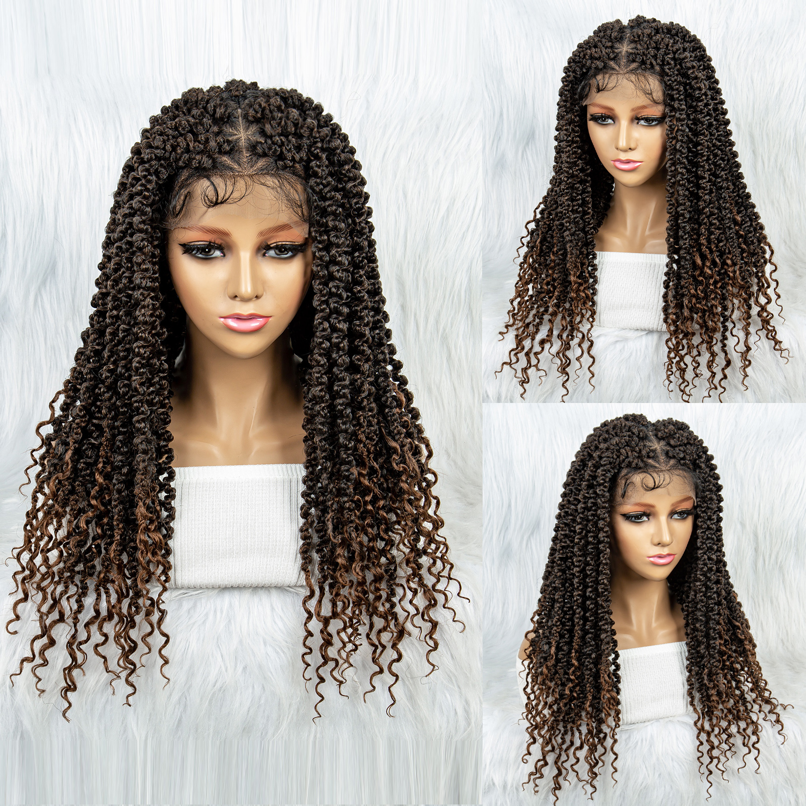 Synthetic Full Lace Braided Wigs For Black Women Lace Front Spring ...