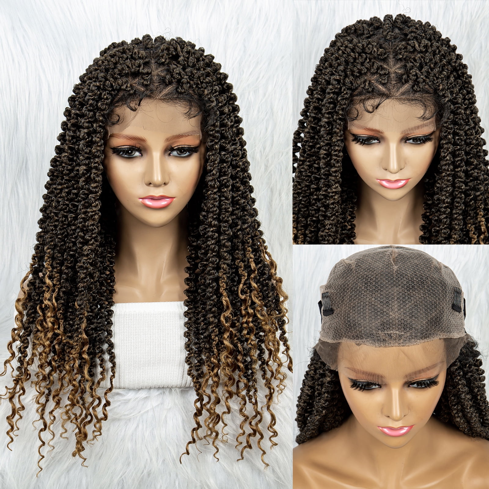 Synthetic Full Lace Braided Wigs For Black Women Lace Front Spring ...